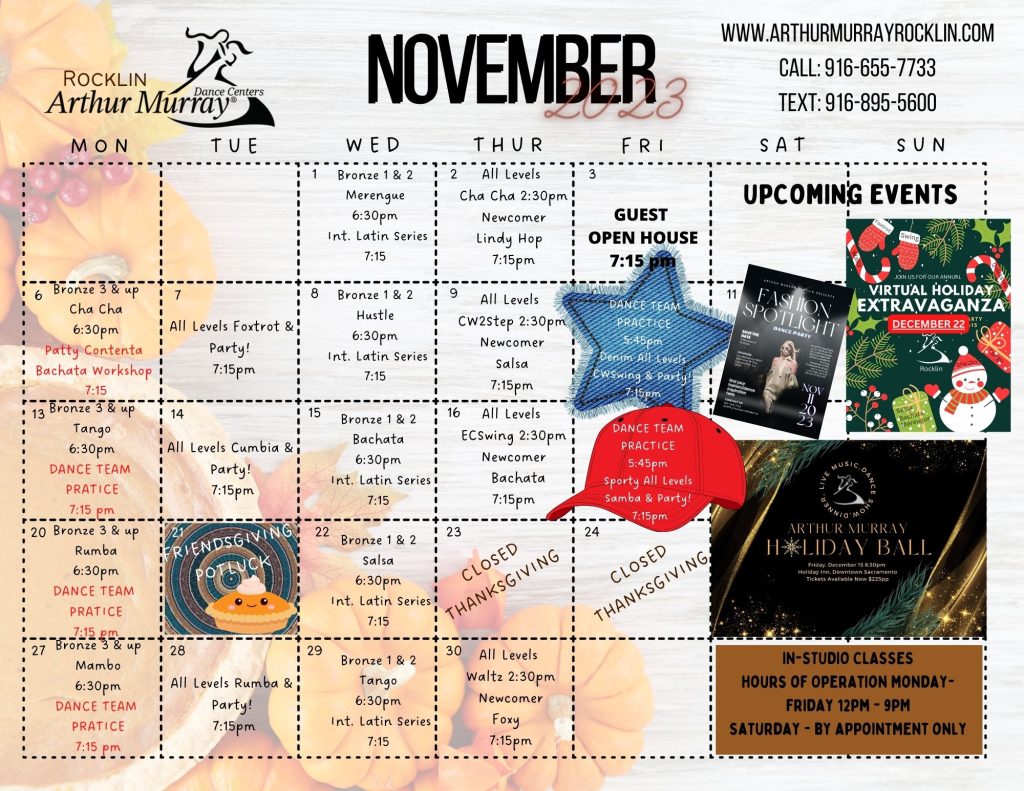 Studio Calendar - Arthur Murray Rocklin