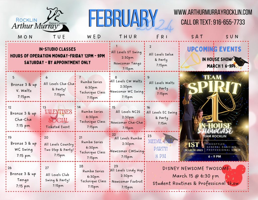 Studio Calendar - Arthur Murray Rocklin